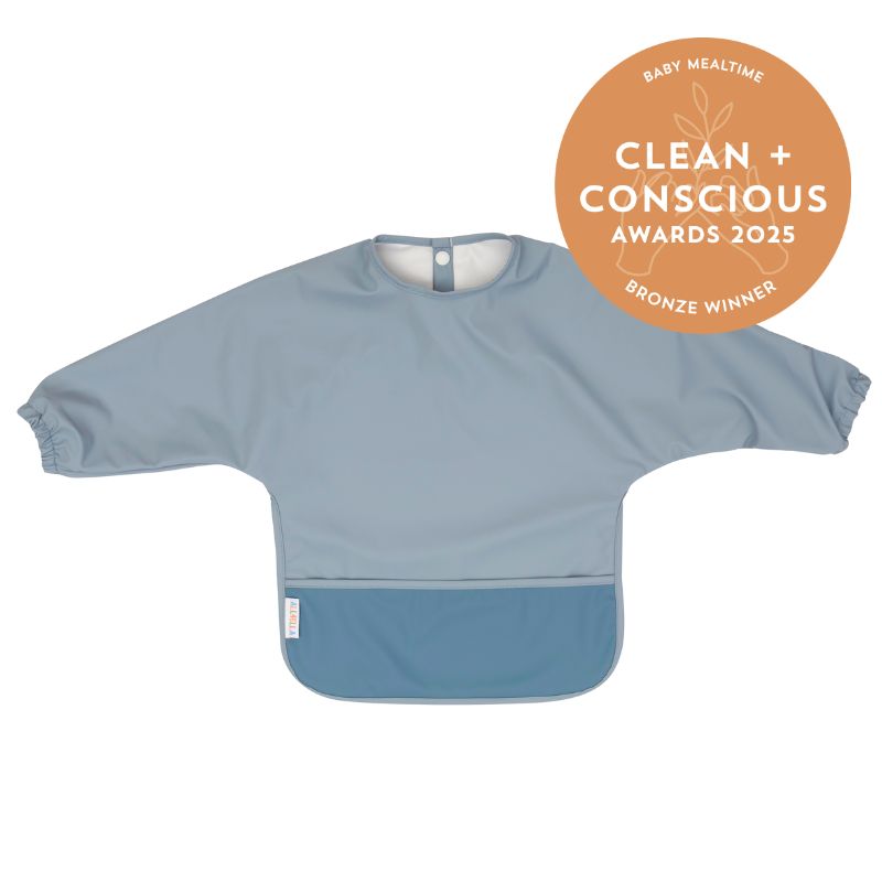 Recycled long sleeve bib - Light Blue | All4Ella – All4Ella Baby ...