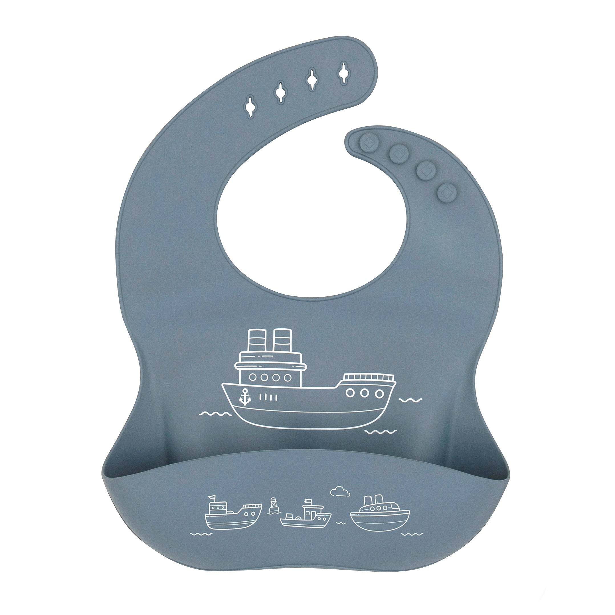 Silicone Catch Bib - Boat Slate | All4Ella